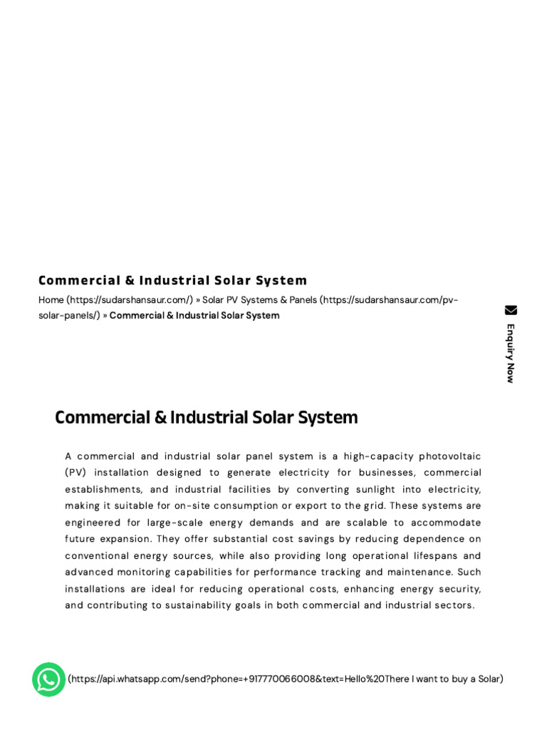 Commercial & Industrial Solar System - Sudarshan Saur Shakti Pvt. Ltd ...