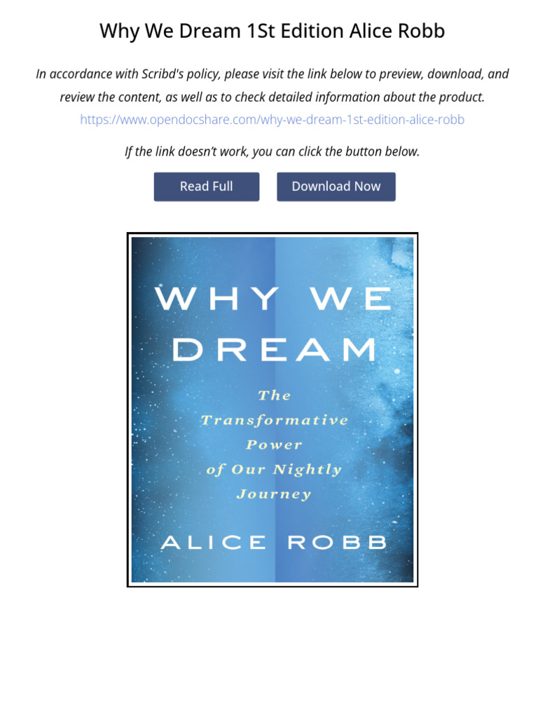 Why We Dream 1st Edition Alice Robb | PDF | Dream | Lucid Dream