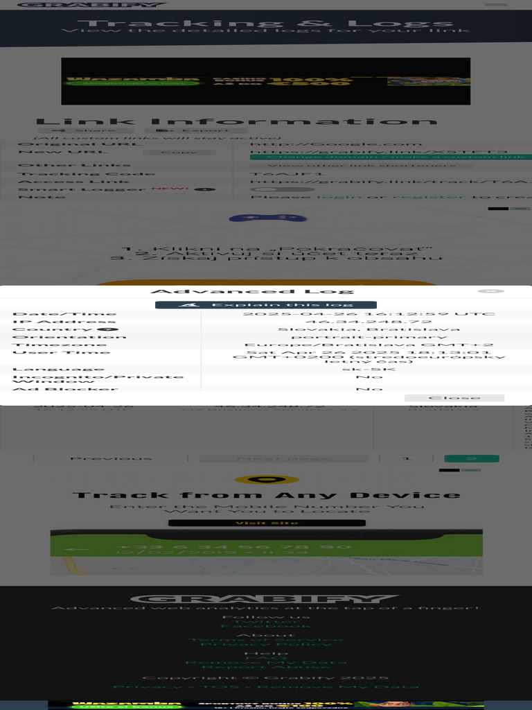Grabify Link Tracking Logs Overview | PDF | Internet | World Wide Web