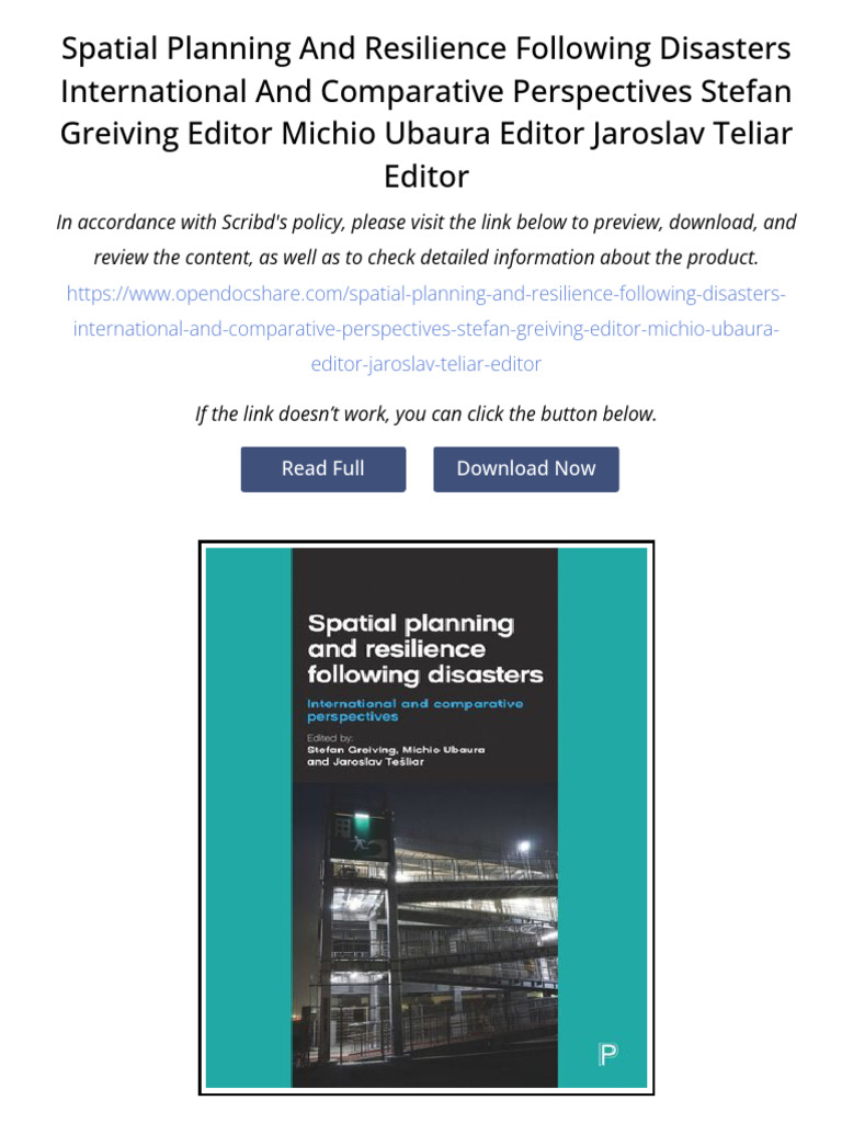 Spatial Planning And Resilience Following Disasters International And ...