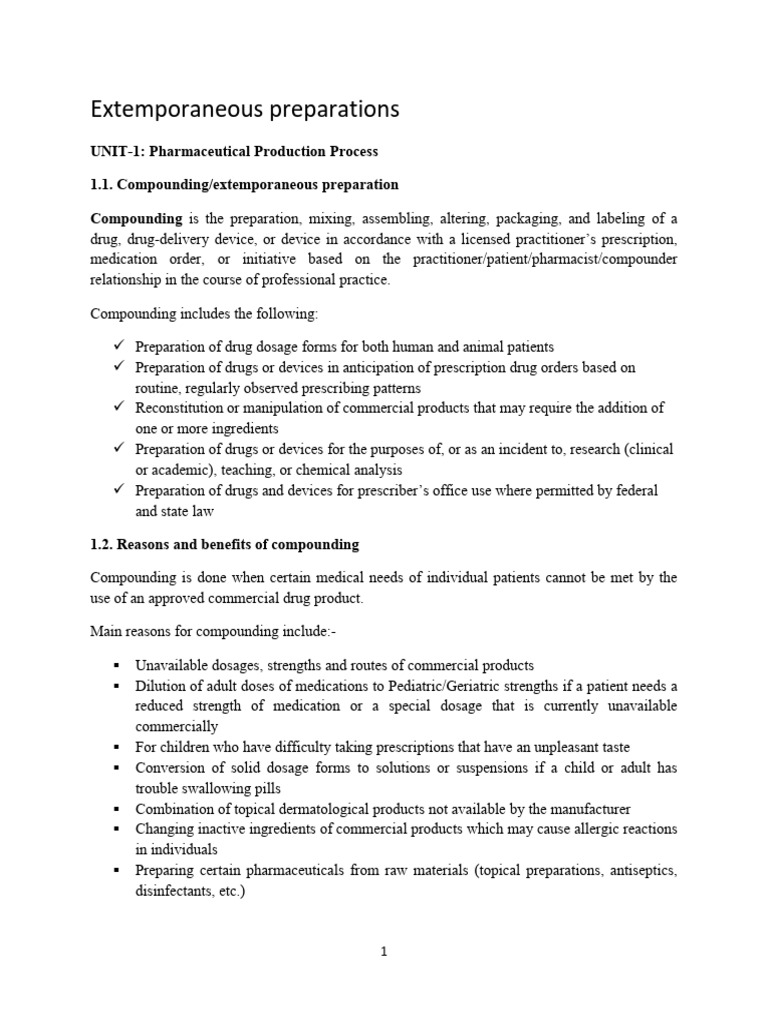 Extemporaneous Drug Compounding Guide | PDF | Sterilization ...