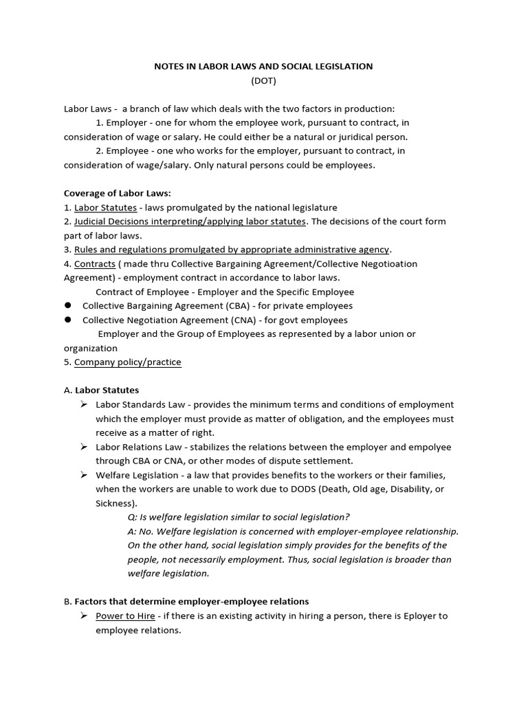Labor Laws and Employer-Employee Relations | PDF | Cost Of Living ...