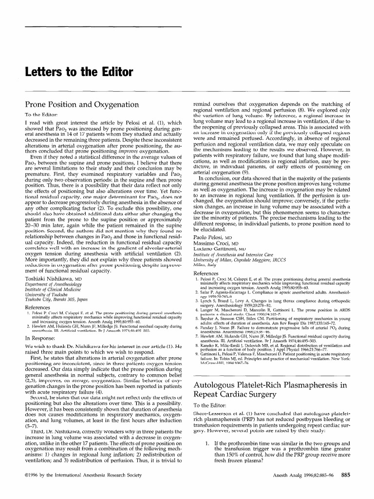 Prone Positioning and Oxygenation Debate | PDF | Anesthesia | Breathing