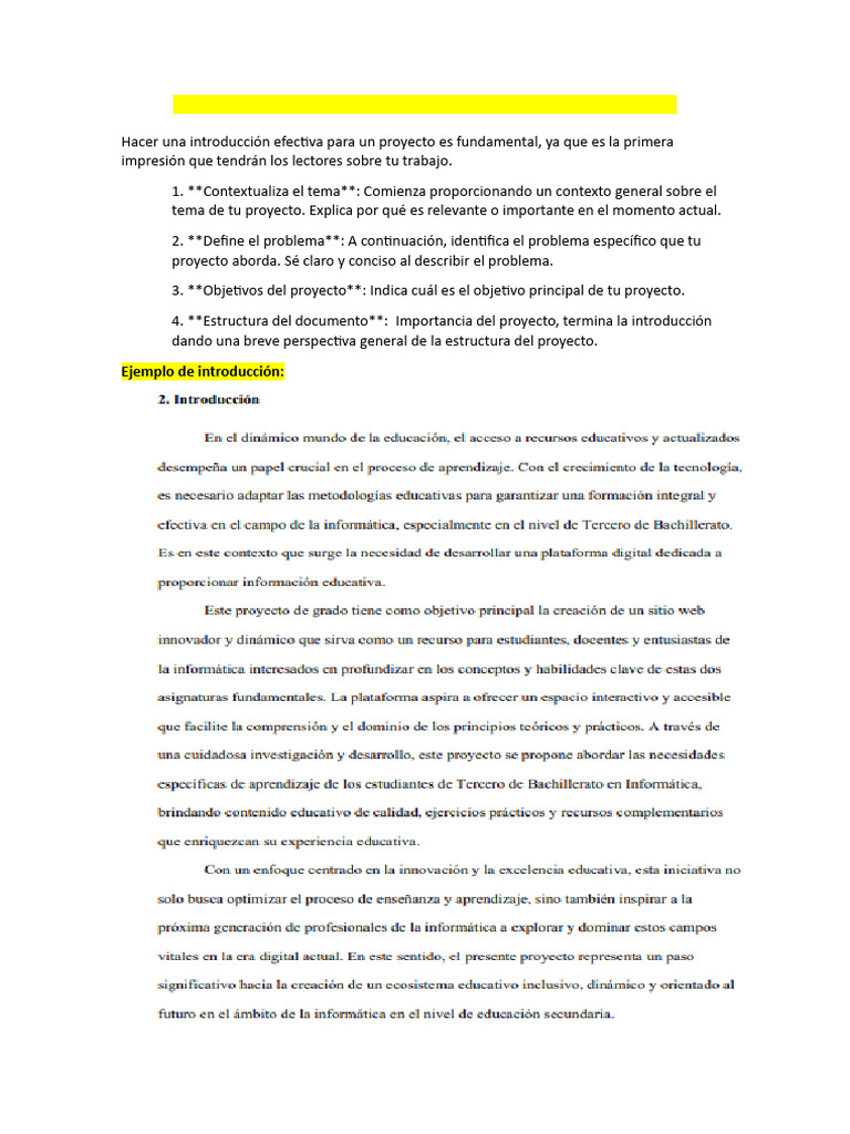 Cómo Escribir una Introducción de Proyecto | PDF