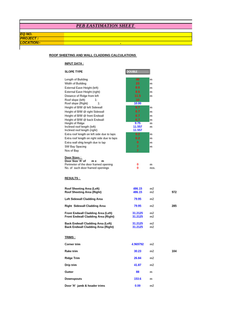 Eastimation Sheet New | PDF | Building Technology | Architectural Elements