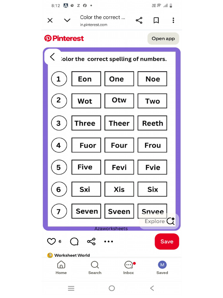 UKG Maths Spelling Worksheet | PDF