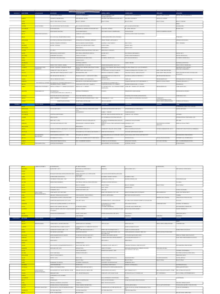 Monday and Tuesday Class Schedule | PDF