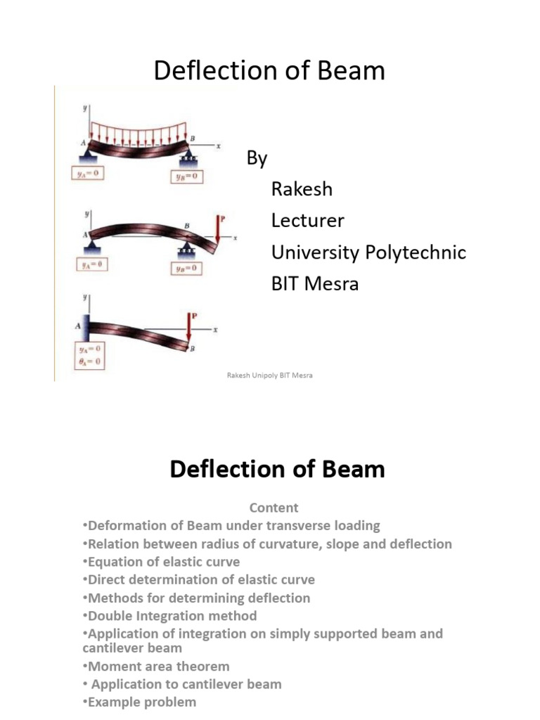 deflection_of_beam_ppt_notes | PDF | Beam (Structure) | Curvature
