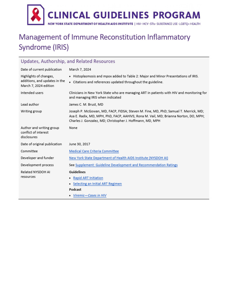 Nysdoh Ai Management of Iris 9-10-2025 Hg | PDF | Tuberculosis | Human ...