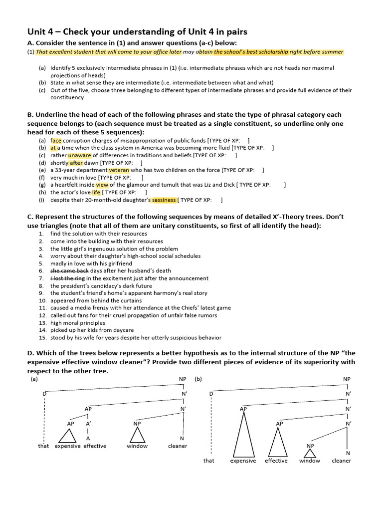 Unit 4 - Check Your Understanding of Unit 4 24-25 | PDF | Phrase ...
