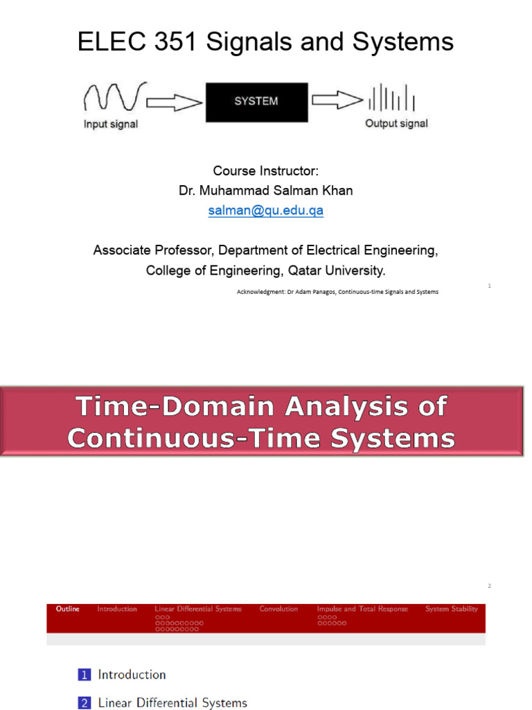 Signals and Systems Course Overview | PDF