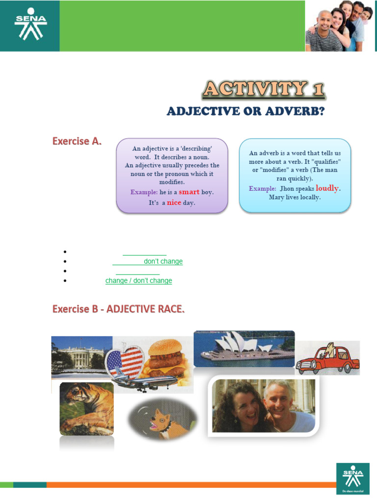 Adjectives and Adverbs Learning Activities | PDF | Adjective | Adverb