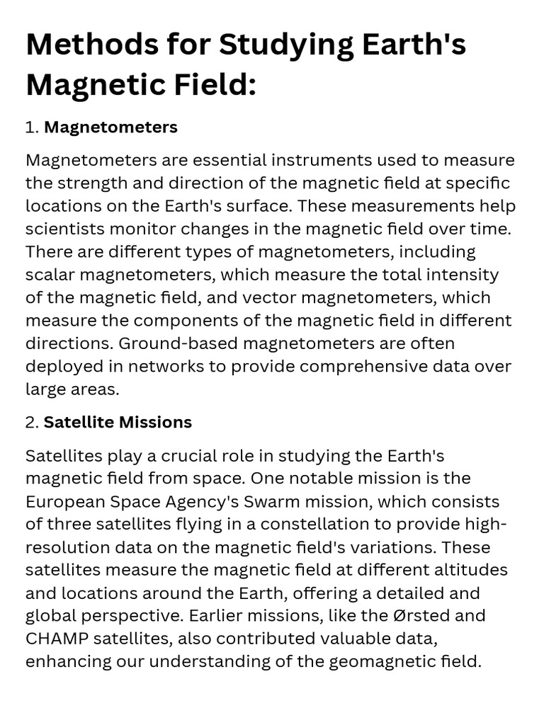 Studying Earth's Magnetic Field Methods | PDF