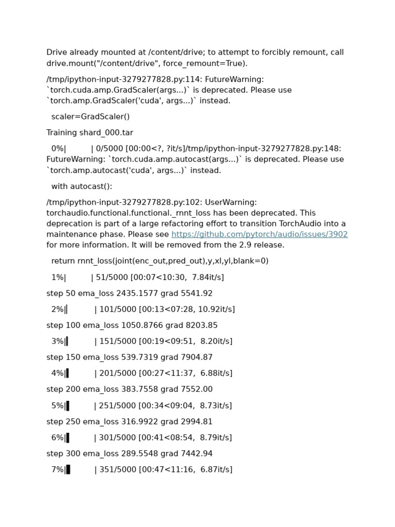 PyTorch Training Progress Log | PDF