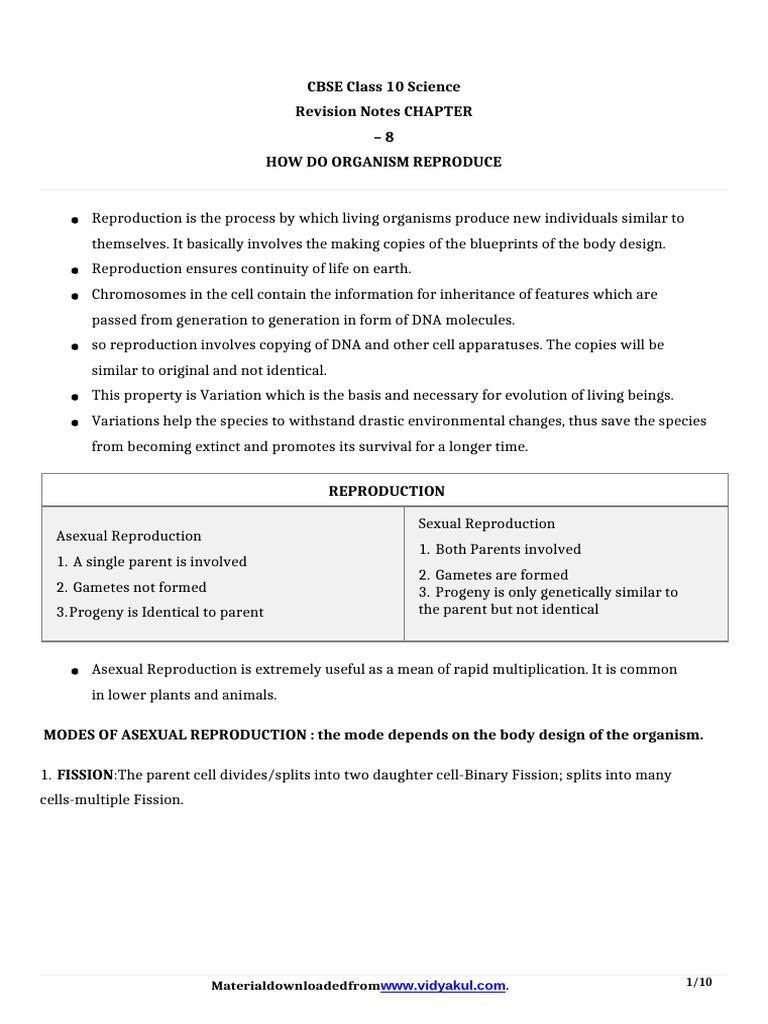 10 Science Notes 08+How Do Organisms Reproduce 1 | PDF | Flowers ...