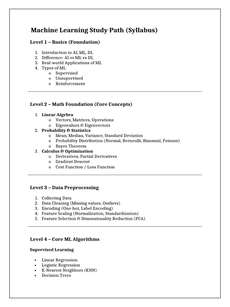 Comprehensive Machine Learning Syllabus | PDF | Receiver Operating ...