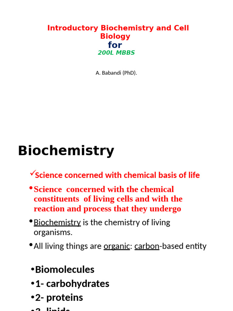 Biochemistry and Cell Biology Overview | PDF