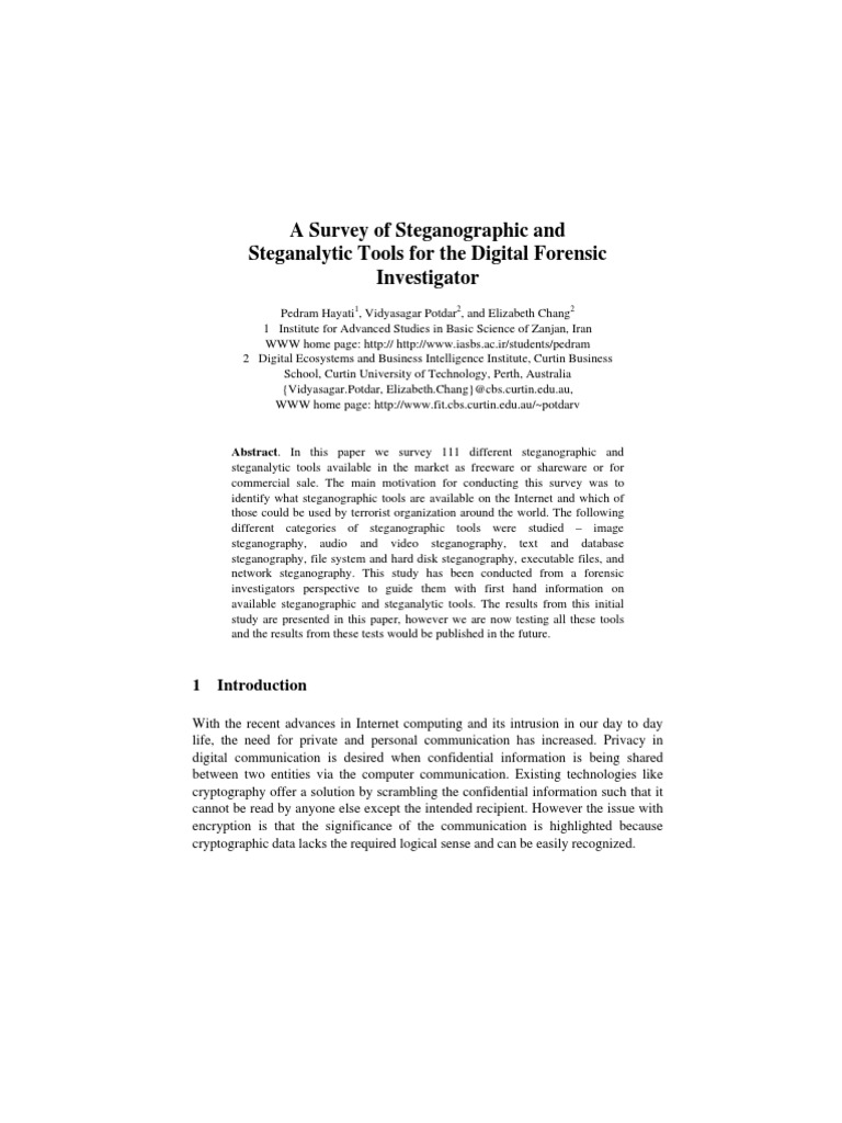 Survey of Steganography and Steganalytic Tools | PDF | Cryptography ...