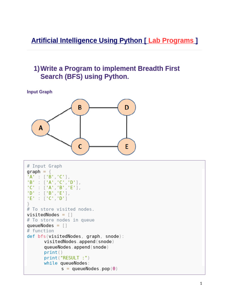 Artificial Intelligence Using Python LAB manual r22 3-2 --2025 | PDF | Applied Mathematics ...