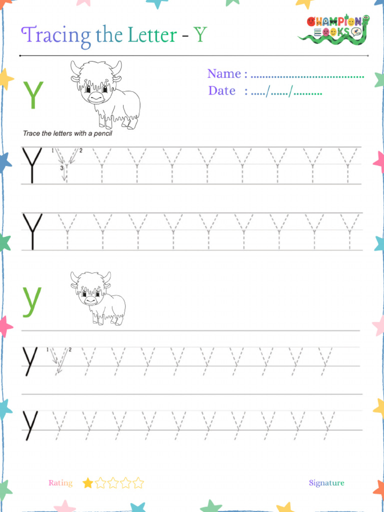 Tracing the Letter Yy | PDF