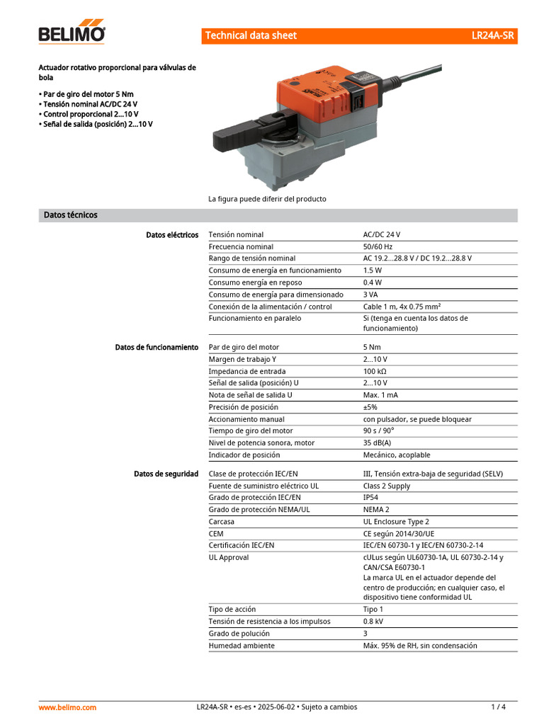 belimo_LR24A-SR_datasheet_es-es | PDF | Solenoide | Aire acondicionado