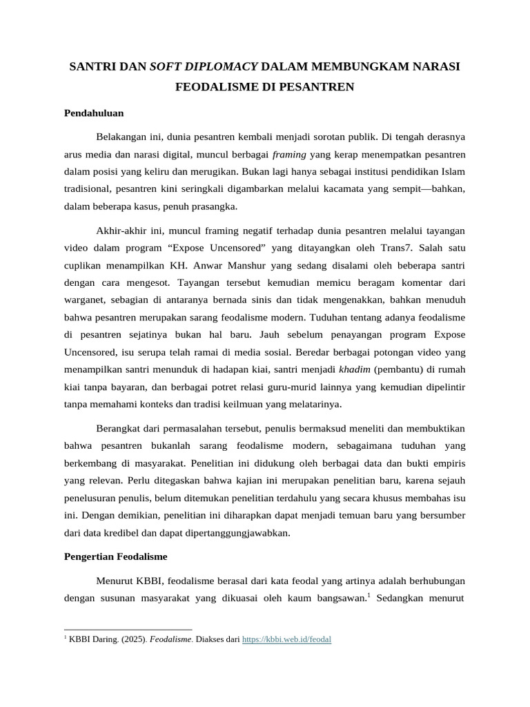 Santri dan Soft Diplomacy Pesantren | PDF