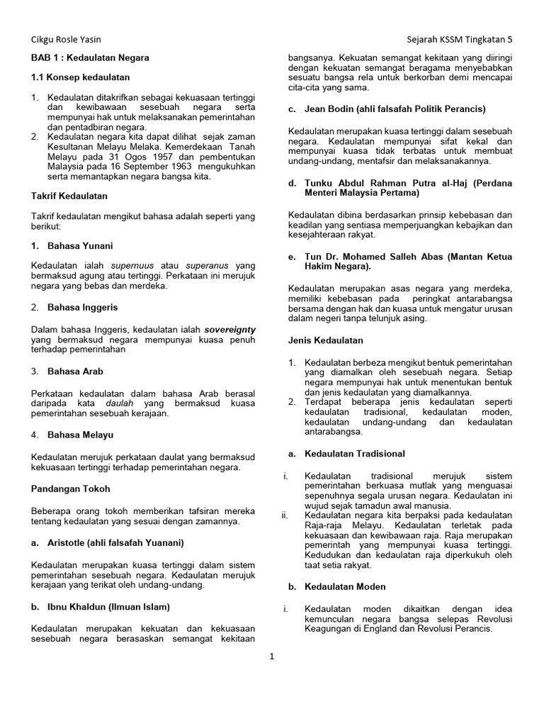Spm Sejarah Nota f5 | PDF