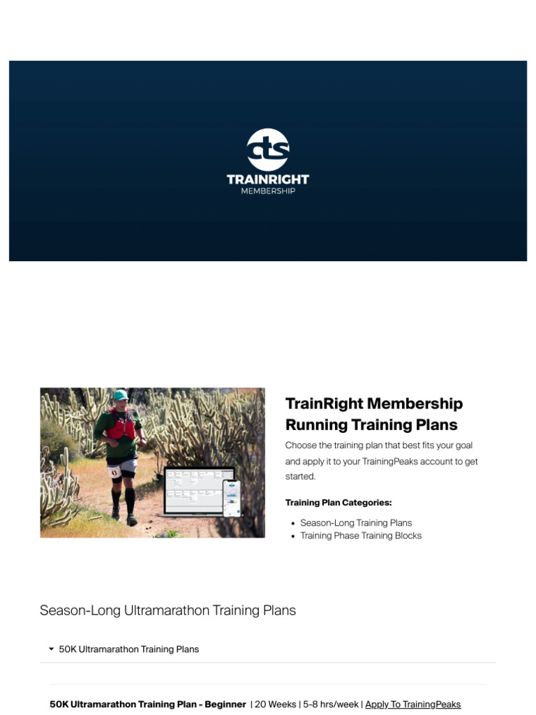 TrainRight Membership Running Training Plans - CTS | PDF | Physical ...