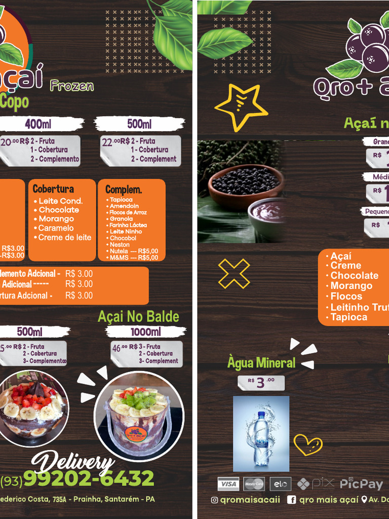 Açaí and Dessert Price List | PDF