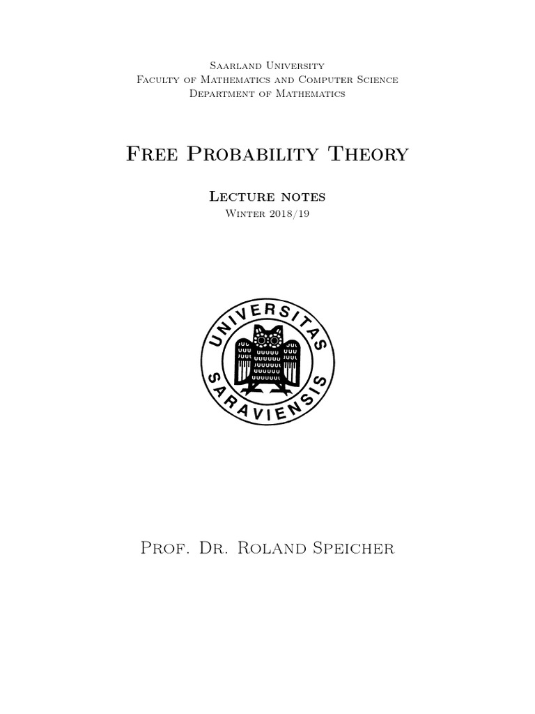 Free Probability Theory Lecture Notes | PDF | Matrix (Mathematics ...