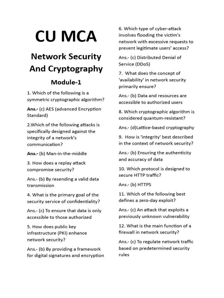 Sem1 MCQ All Subjects | PDF | Cryptography | Key (Cryptography)