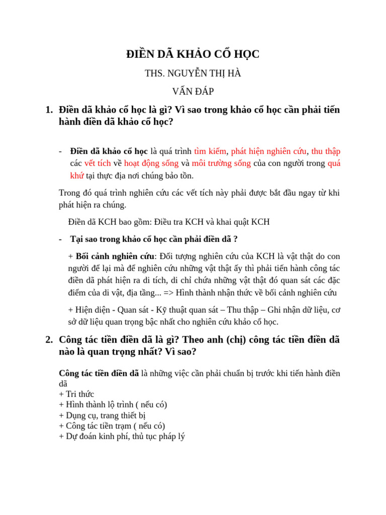 ĐIỀN DÃ KHẢO CỔ HỌC | PDF