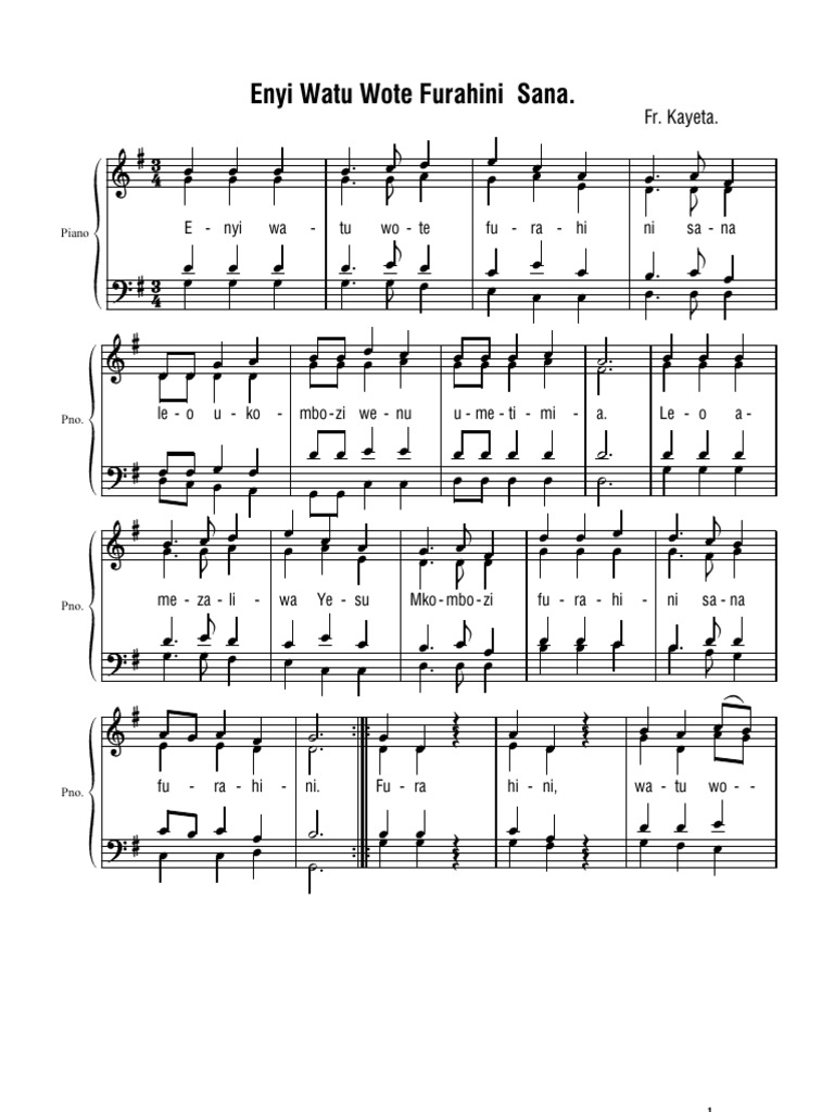 d8a59 Enyi Watu Wote Furahini Kayetta | PDF