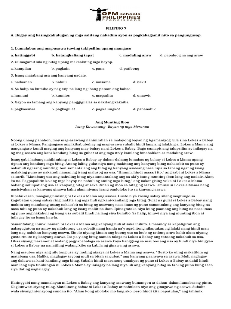 FILIPINO 7 MODULE | PDF