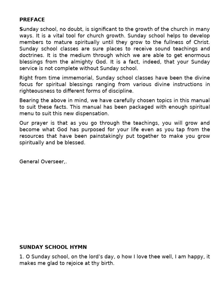 Sunday School | PDF | Trinity | God The Father