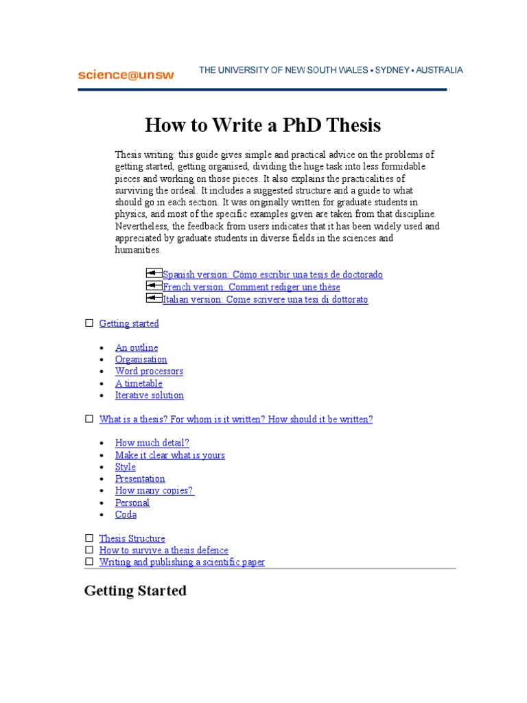 How To Write A PHD Thesis | PDF | Thesis | Errors And Residuals