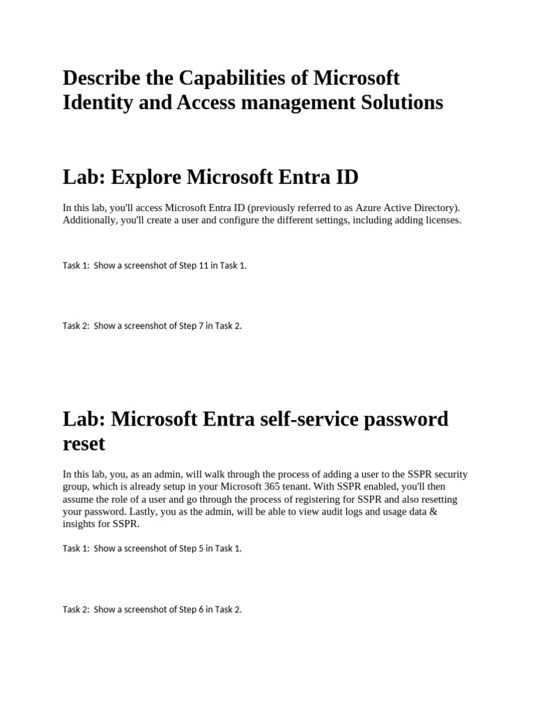 Microsoft Entra ID Management Labs Guide | PDF