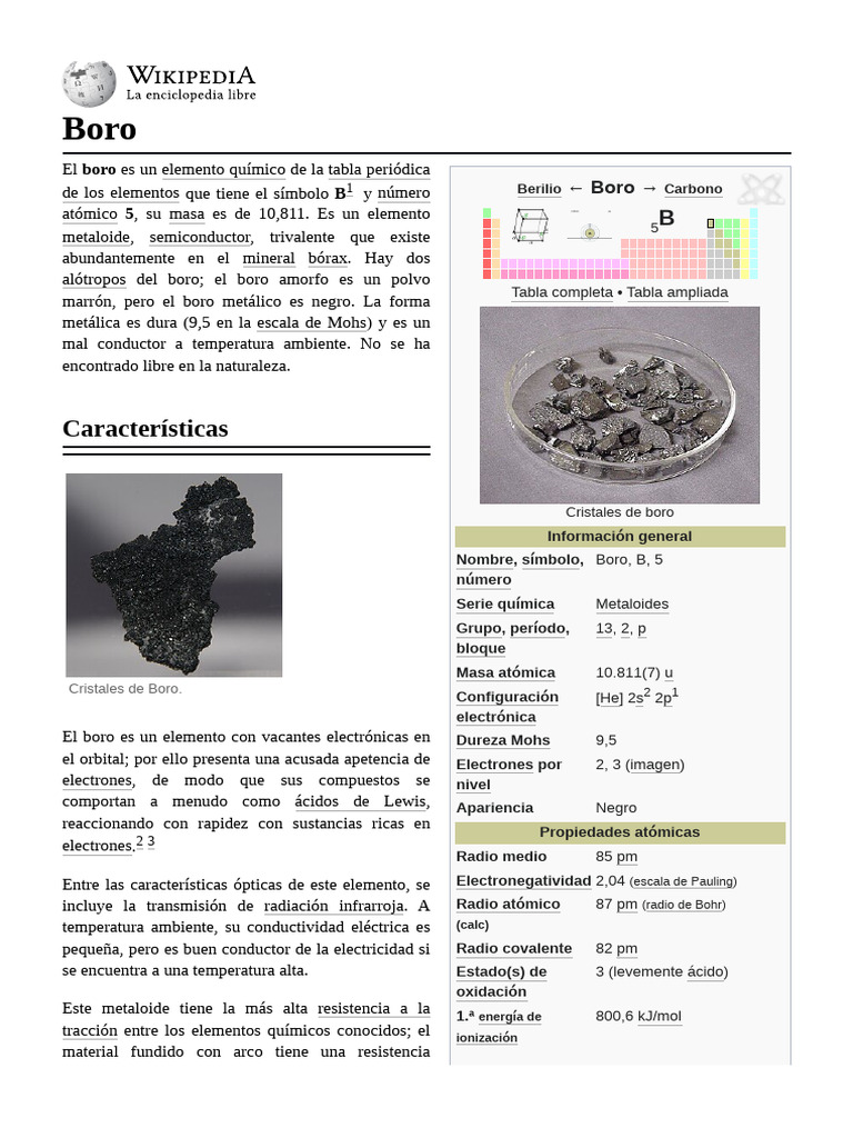 Propiedades y características del boro | PDF | Boro | Roca (geología)