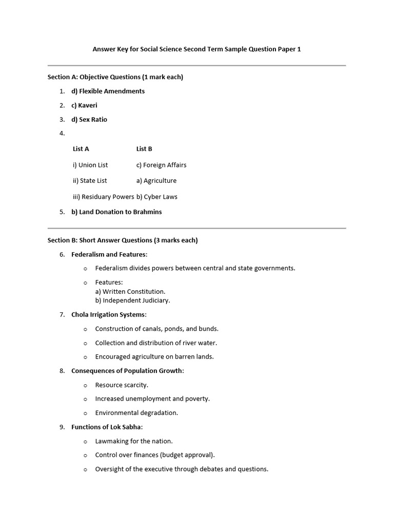 Kerala STD 9 Second Term Exam 2024 -SOCIAL SCIENCE Model Question Paper ...