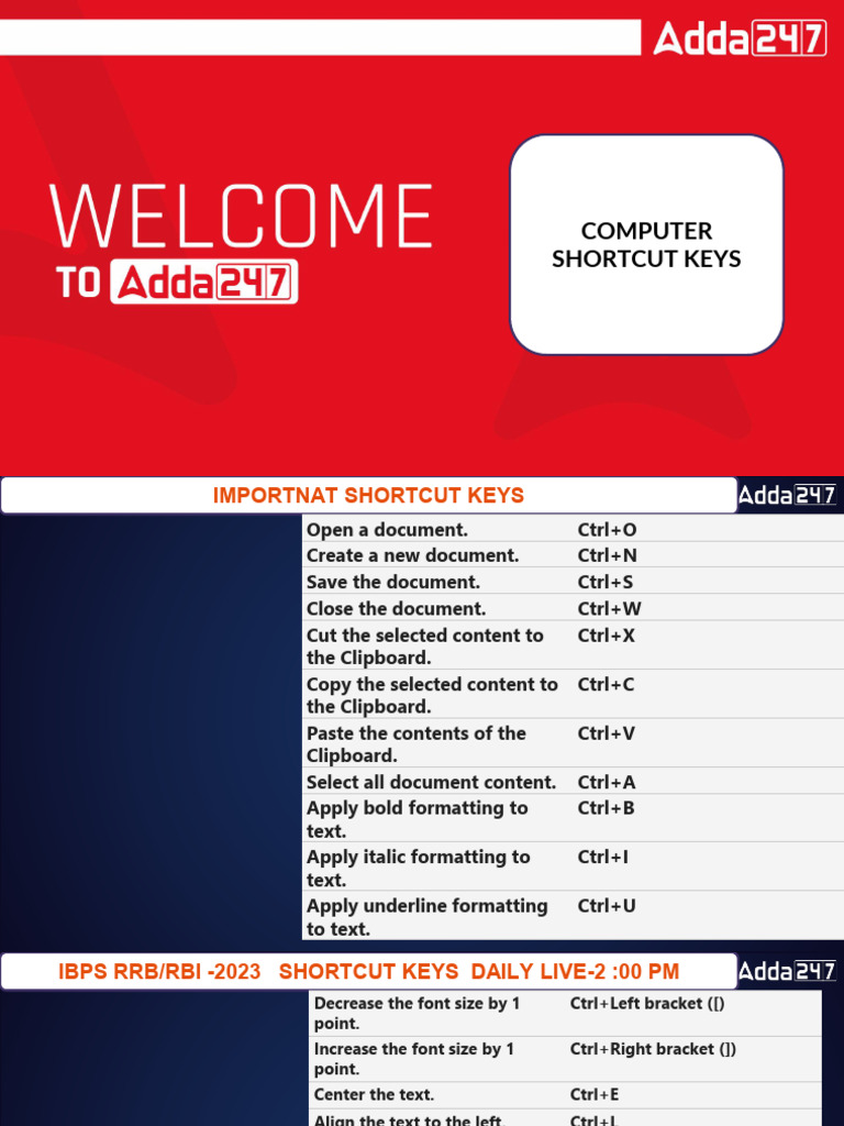 Computer Shortcut Keys | PDF | Paragraph | Cursor (User Interface)