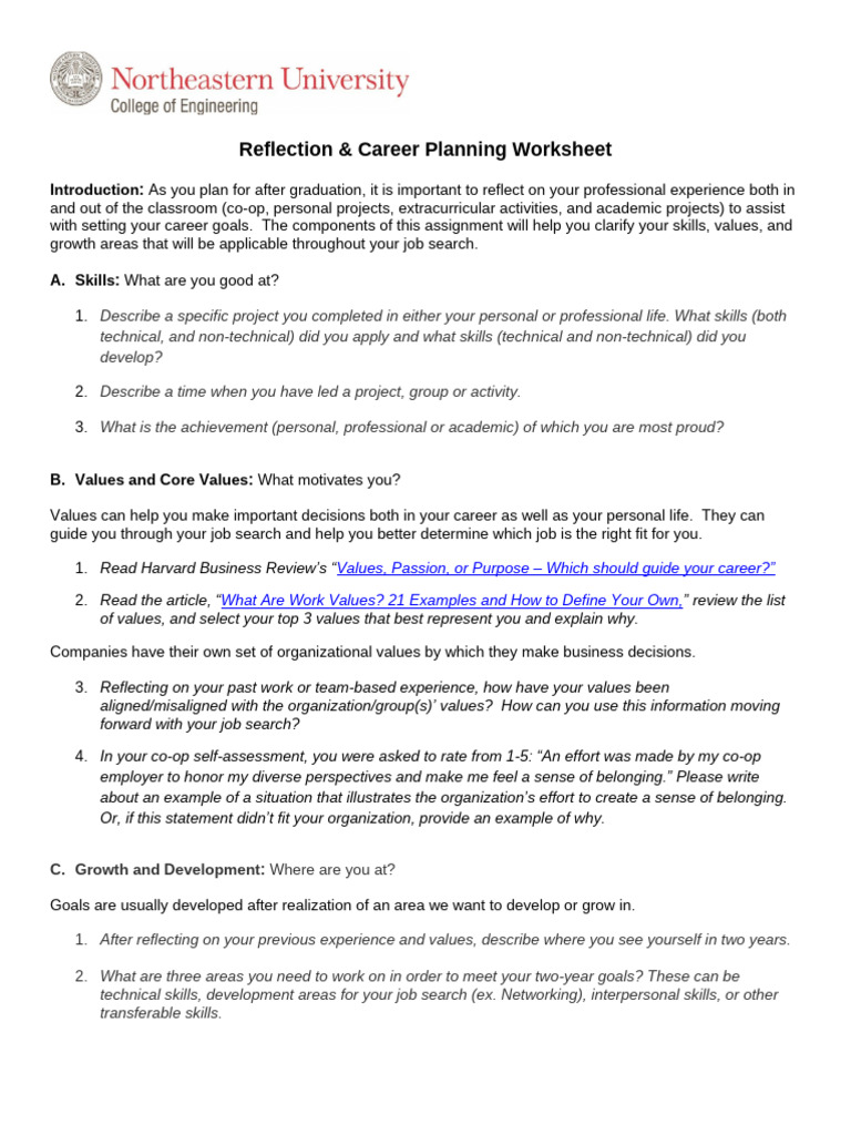 ENCP 3000 Career Planning Worksheet | PDF | Experience | Cooperative