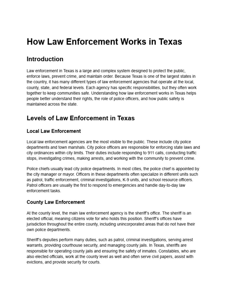 Understanding Texas Law Enforcement System | PDF | Sheriffs In The ...