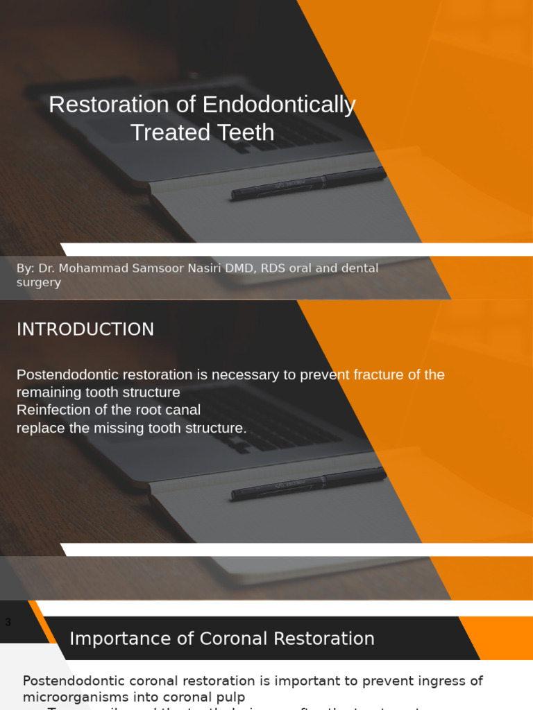 Endodontic Tooth Restoration Guide | PDF | Tooth | Dentistry Branches