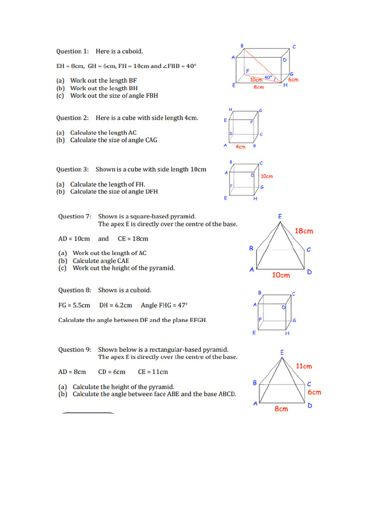 Maths Class Homework and Answers 03.01.26 (3D Trig) | PDF