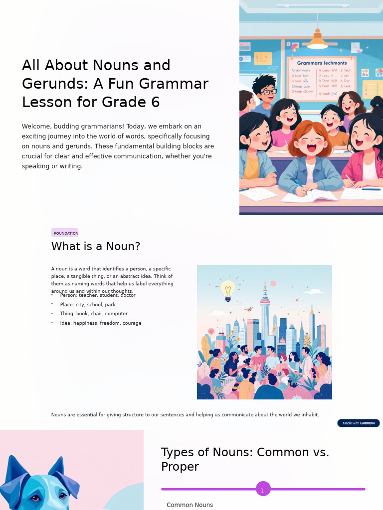 All About Nouns and Gerunds a Fun Grammar Lesson for Grade 6 (2) | PDF ...