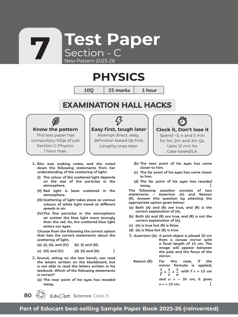 Class X Physics Exam Tips & Questions | PDF | Resistor | Series And ...