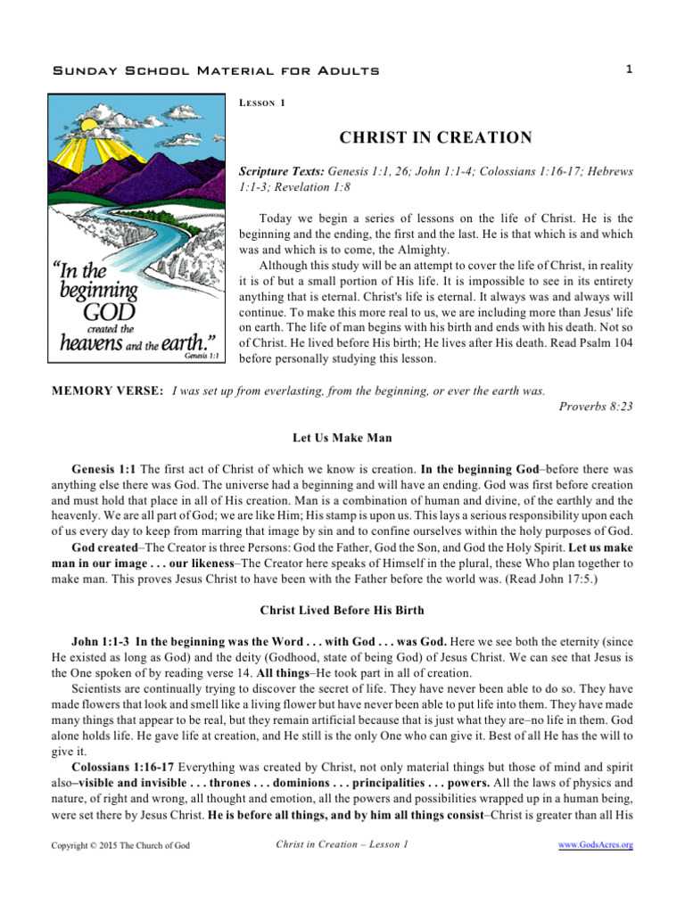 01 Christ in Creation | PDF | God The Father | Genesis Creation Narrative