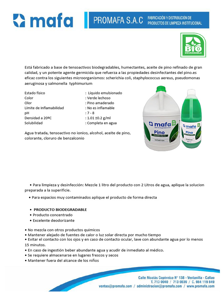 Ft Mafa Desinfectante Germicida | PDF