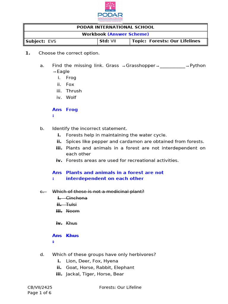 As WB CB VII Sci Forests Our Lifeline (1) | PDF | Soil | Trees