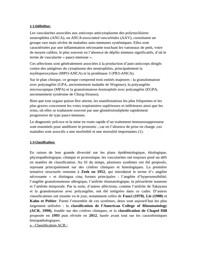 Vascularites ANCA : définition et classification | PDF | Médecine ...